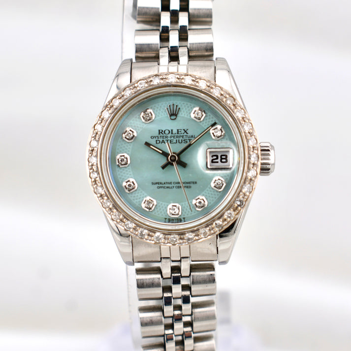 Rolex Lady Datejust 26 Ice Blue Diamond Dial 69174 1987 – SWISS LINK